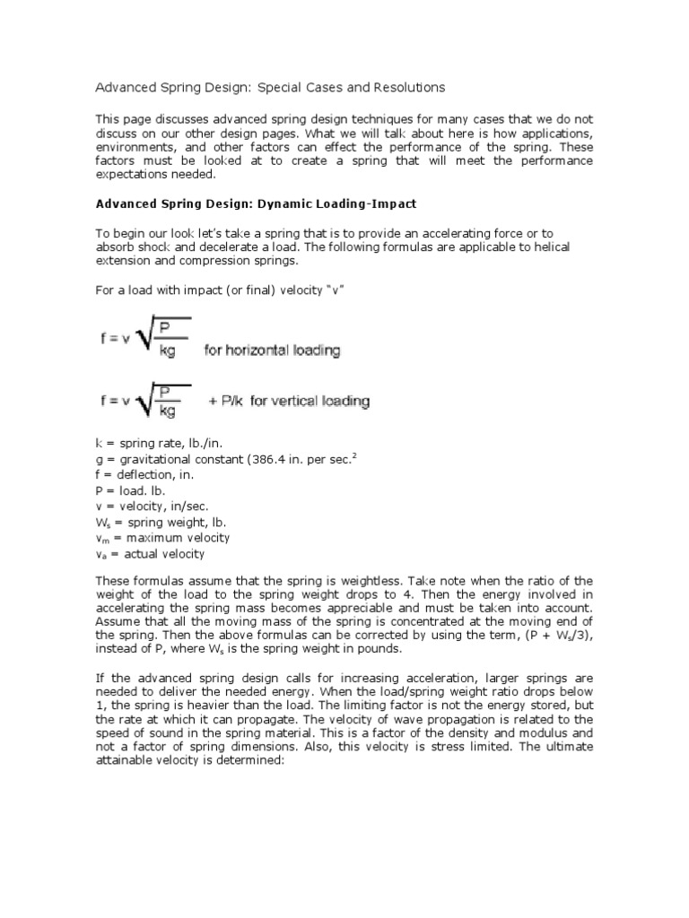 Advanced Spring Design | PDF | Weight | Stress (Mechanics)