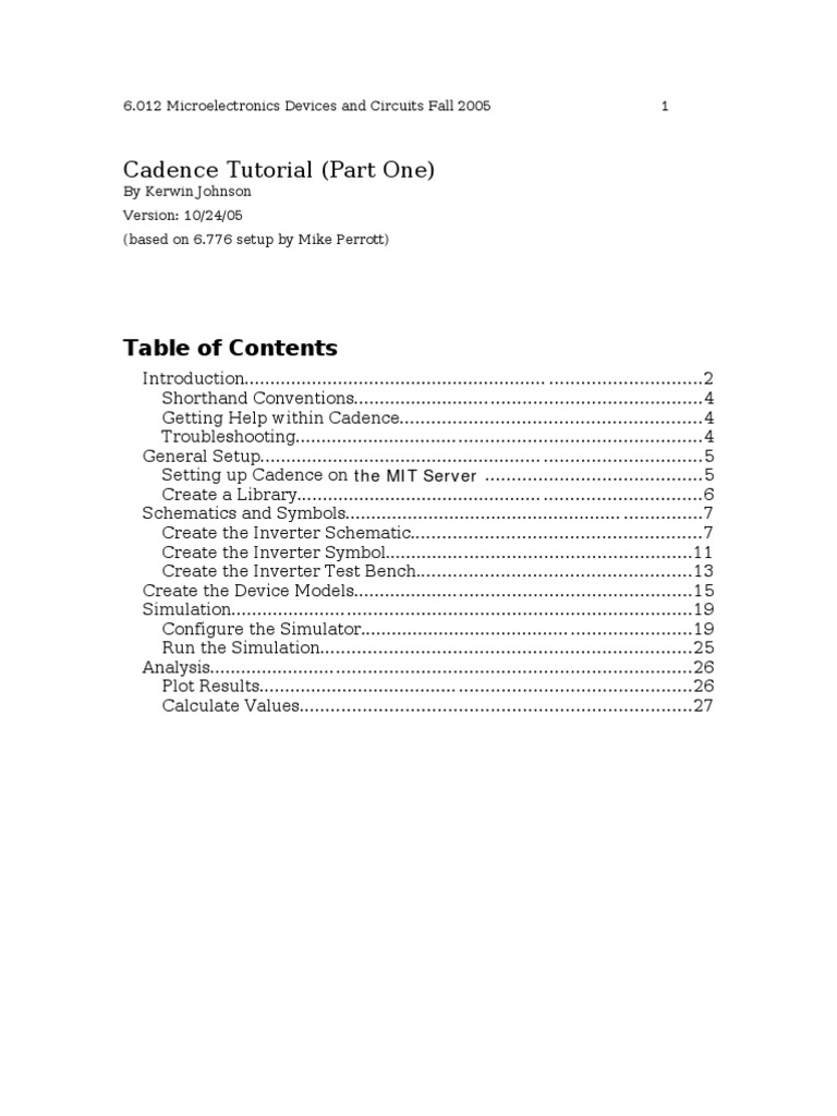Cadence Tutorial | PDF | Mosfet | Direct Current