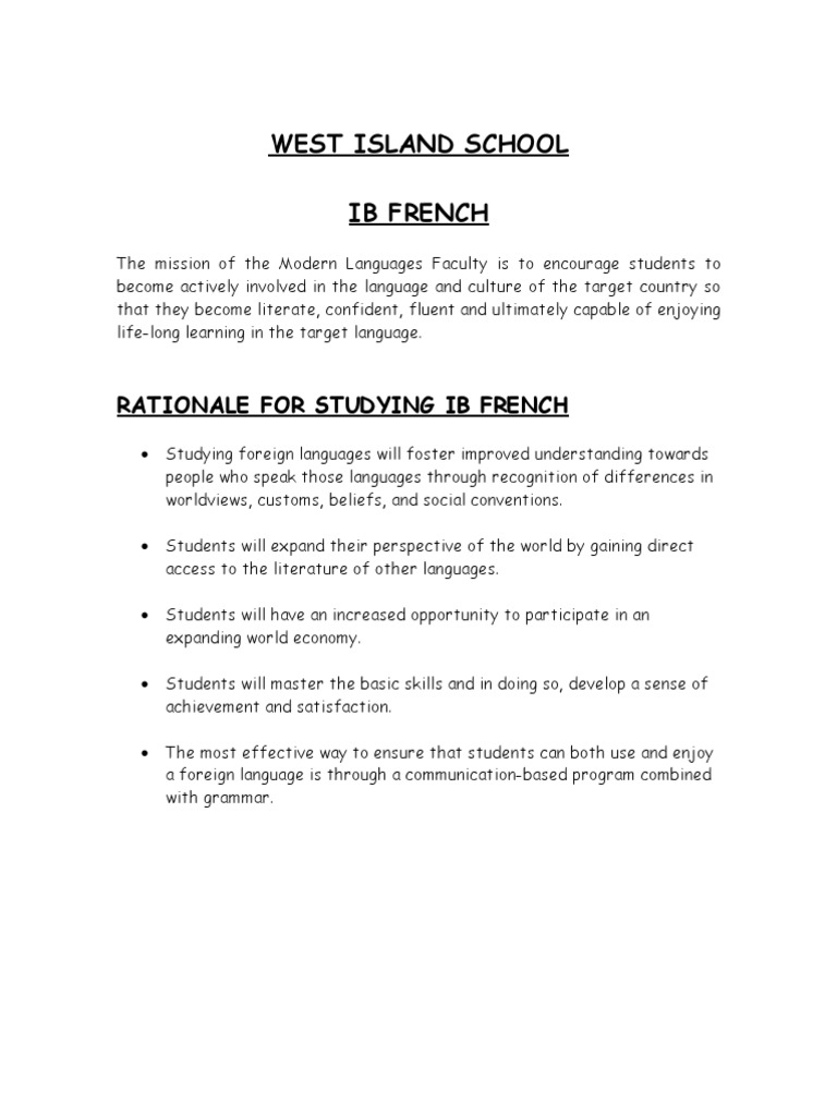 Ib French Language B Programs of Study | PDF | Grammatical Tense | Test ...