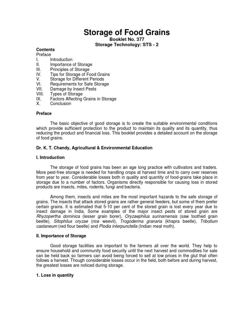 Storage of Food Grains-377 | PDF | Warehouse | Cereals