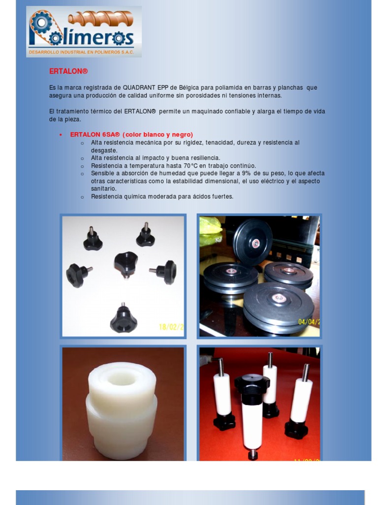 Poliamidas ERTALON®: Tipos y Propiedades | PDF | Tecnología