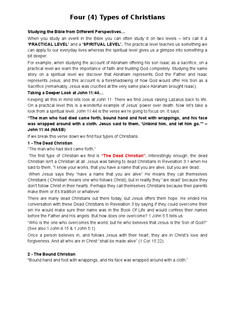 4 Types of Christians | PDF | Epistle To The Romans | Sin