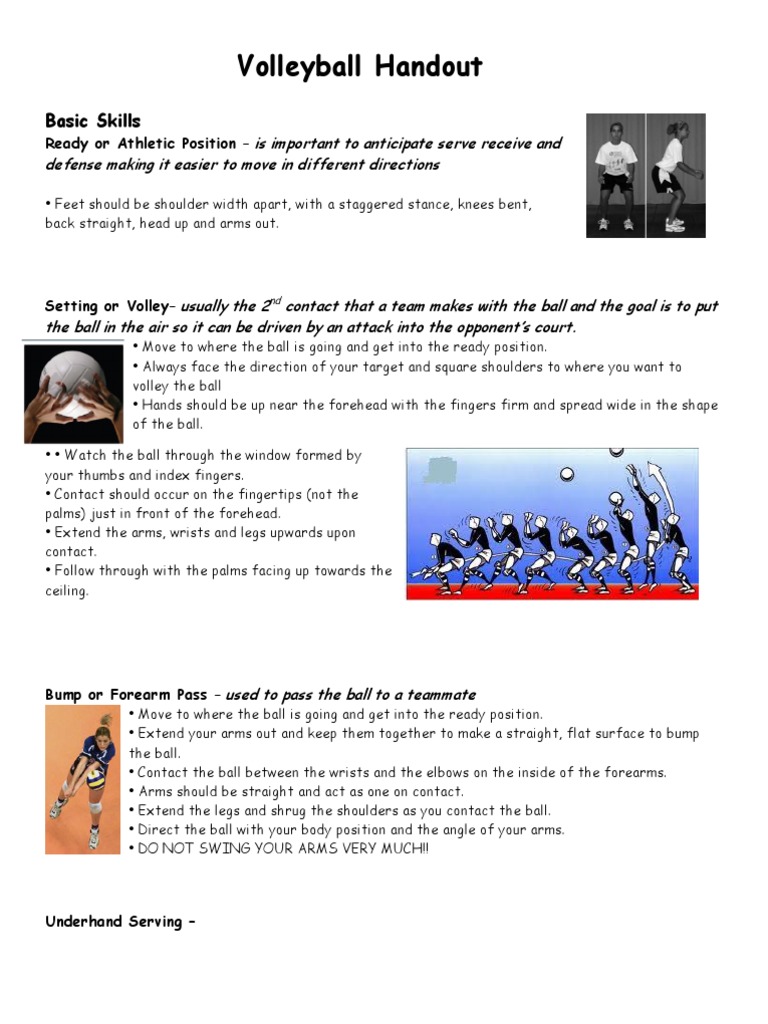 Volleyball Handout | PDF | Volleyball | Games Of Physical Skill
