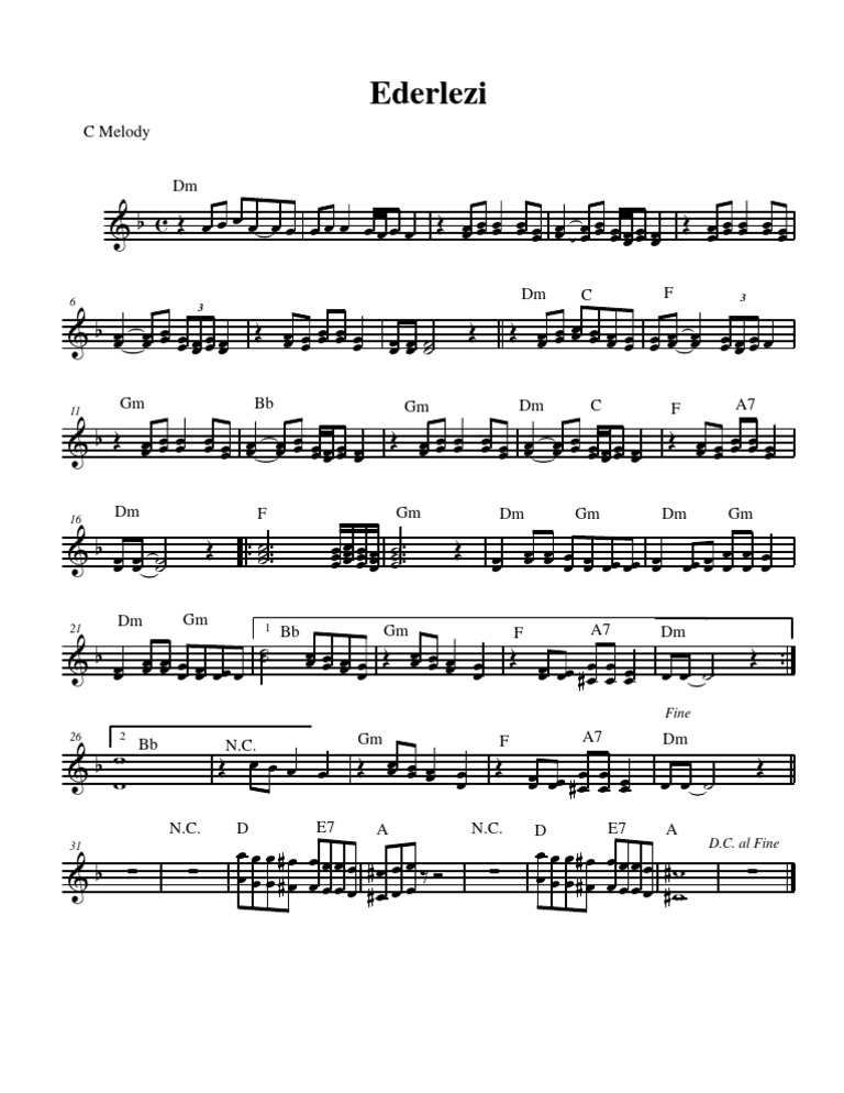 Ederlezi - Revised C Mel Treb Clef 0 | PDF