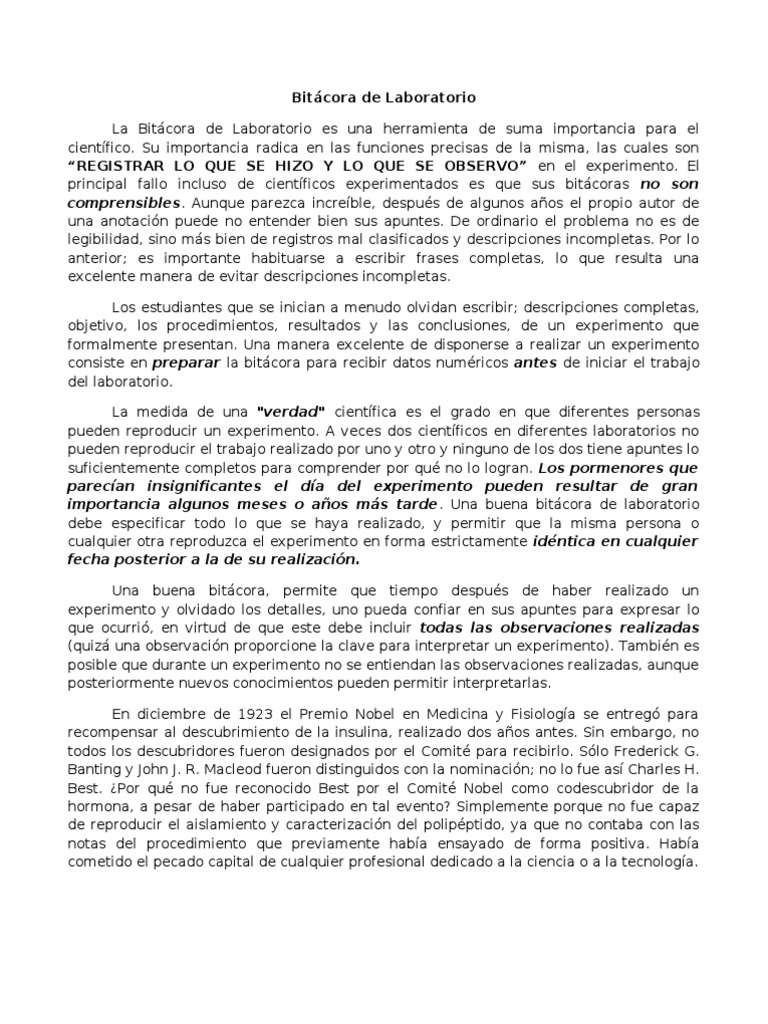 Guía para una Bitácora de Laboratorio | PDF | Blog | premio Nobel