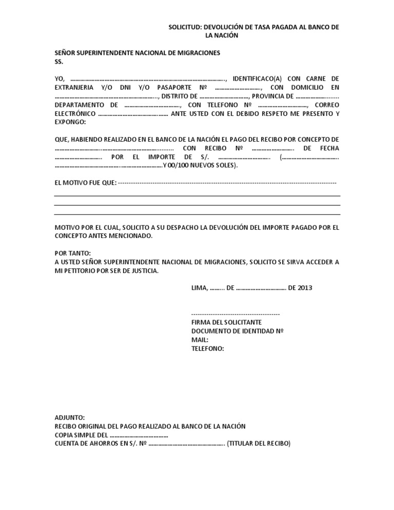 Devolucion Tasa Banco de La Nacion PDF | PDF