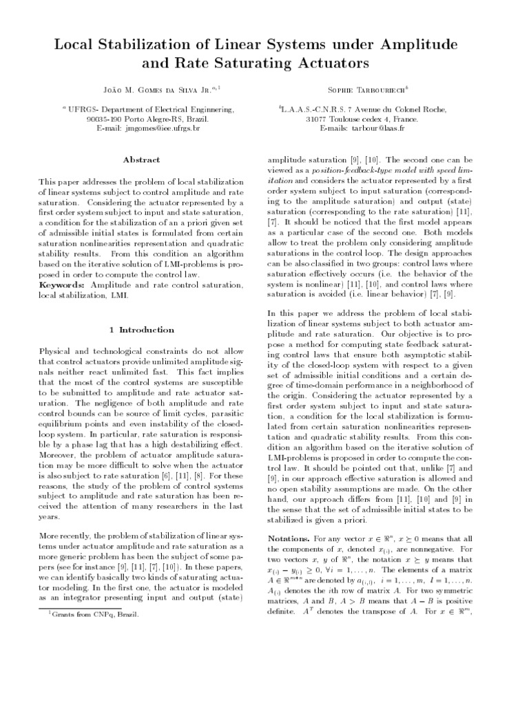 Local Stabilization of Linear Systems Under Amplitude and Rate ...