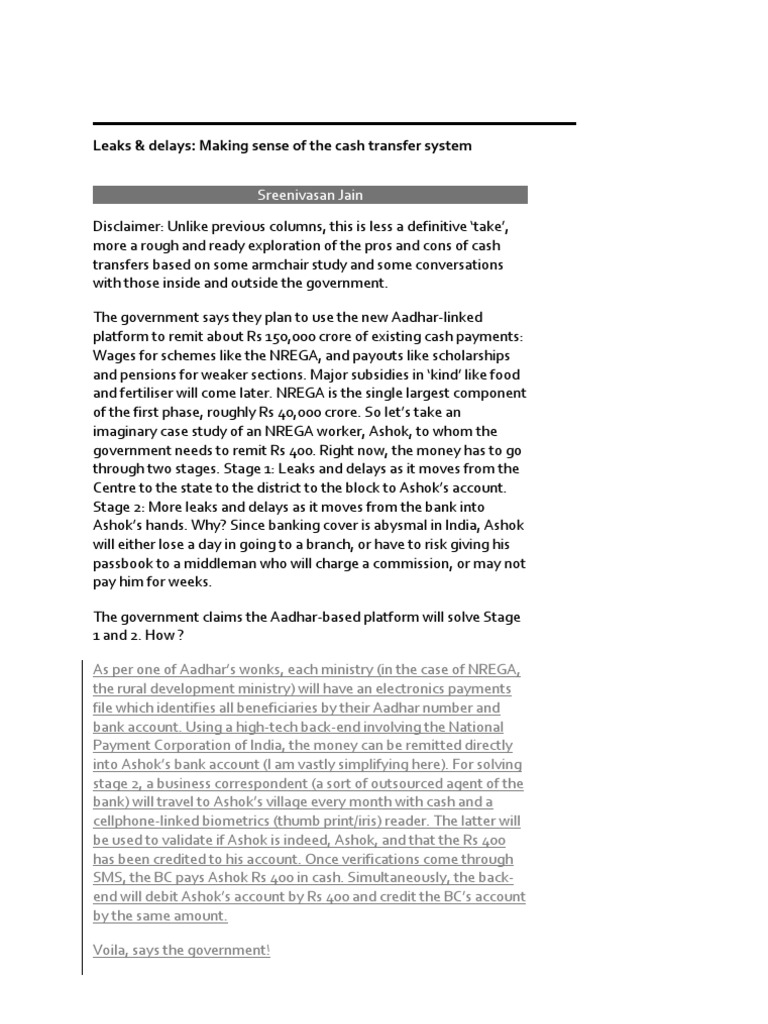 Direct Cash Transfer | PDF | Government | Economies