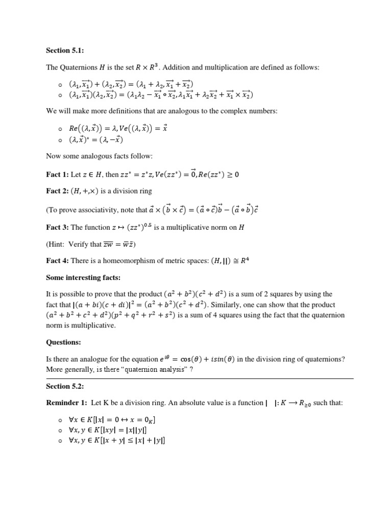 The Quaternions | Norm (Mathematics) | Topology