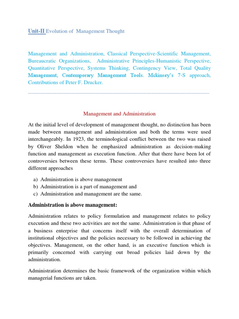 PPM-Notes-Unit II-Evolution of Management Thought | PDF | Customer ...