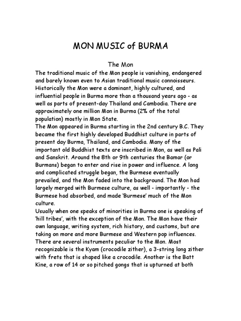 Mon | PDF | String Instruments | Myanmar