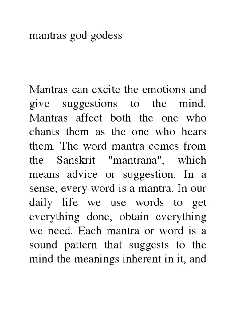 Mantras God Godess | PDF | Mantra | Devi