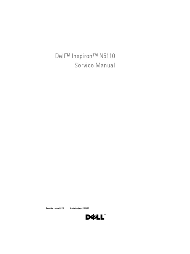 Service Manual For The Dell lAPTOP Dell ™ Inspiron ™ N5110 | PDF