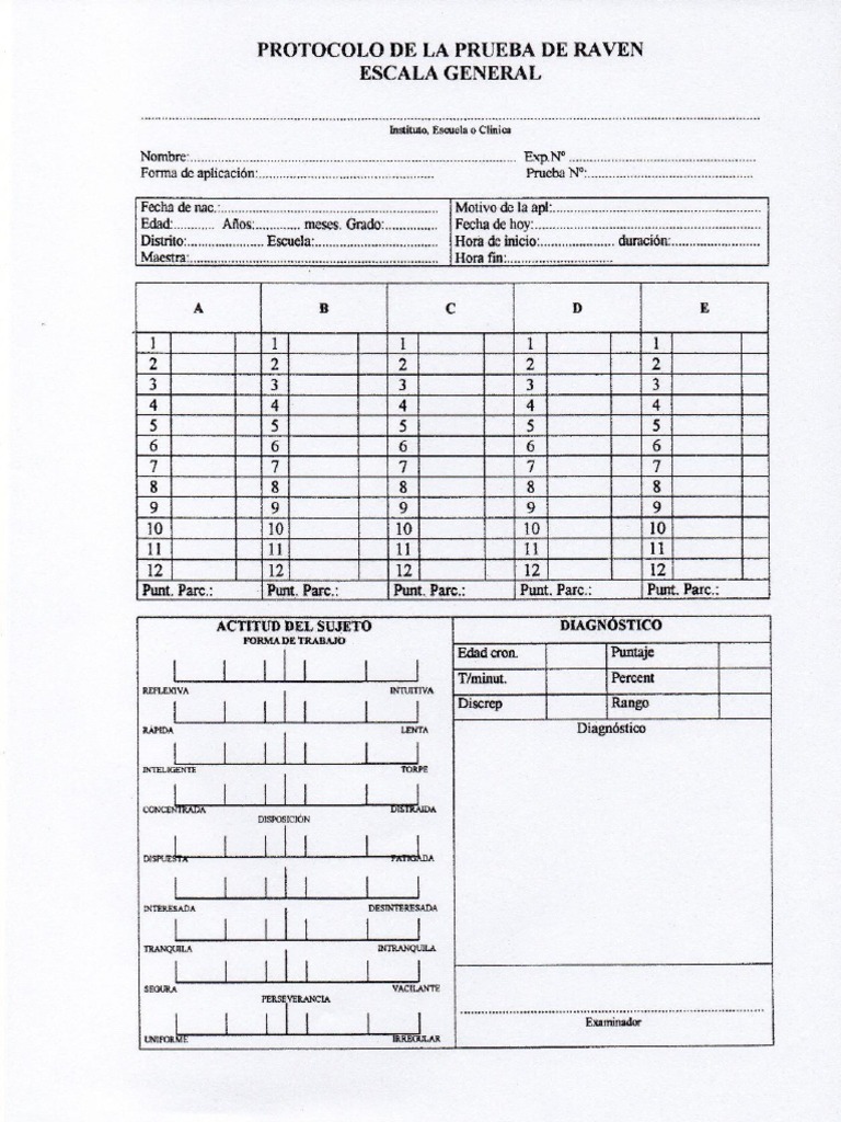 Protocolo Raven Escala General | PDF