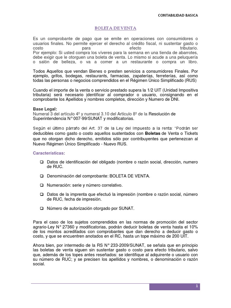 Guía sobre Boletas de Venta y su Uso | PDF | Contabilidad | Impuestos