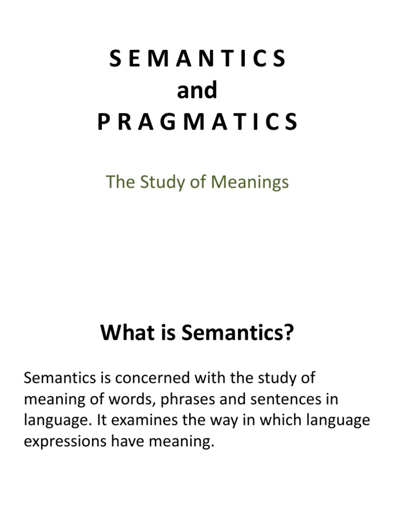 Semantics and Pragmatics | PDF | Linguistics | Semantics