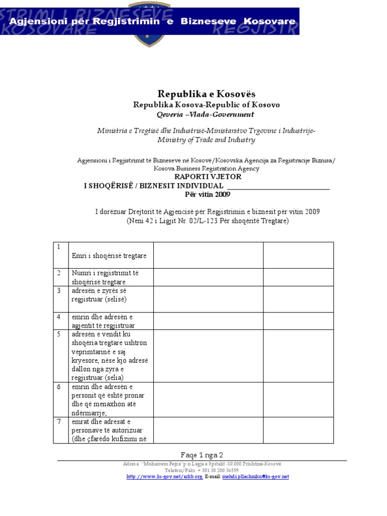 Rap - Vjetor Per Biznes Individual | PDF