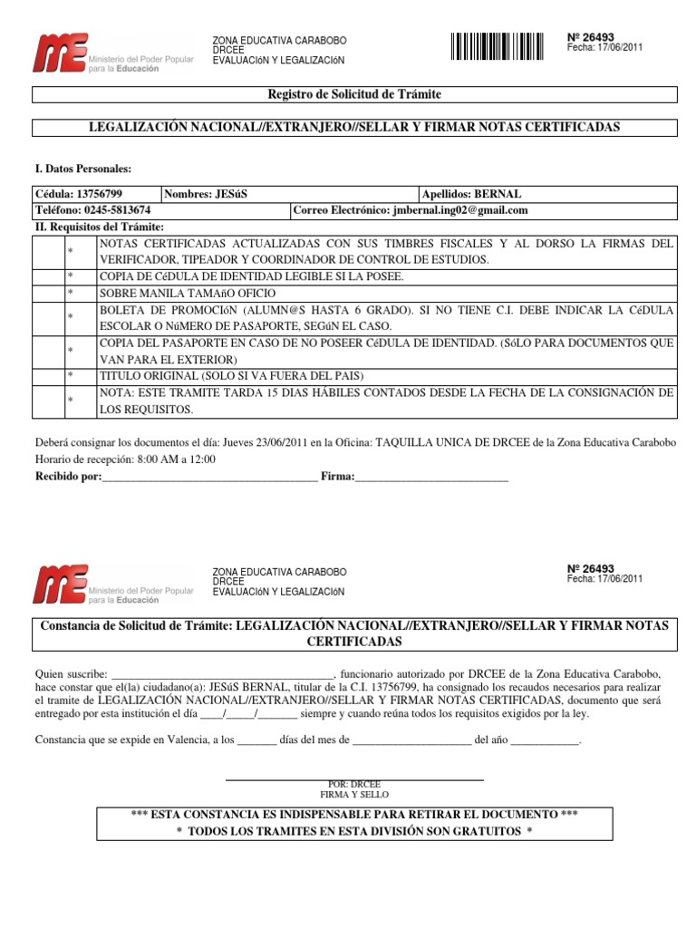 Planilla Solicitud Notas Certificadas | Descargar gratis PDF | Gobierno y personalidad | Gobierno