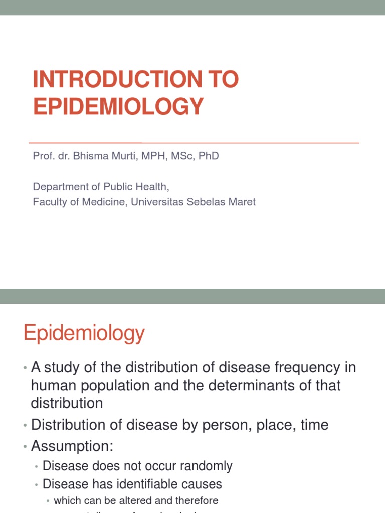 Epid Intro - Prof Bhisma | PDF | Epidemiology | Cohort Study