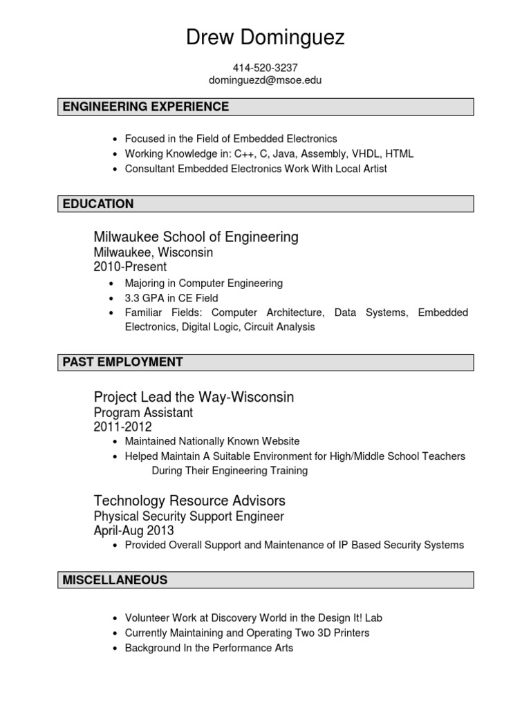 Drew Dominguez Resume | PDF