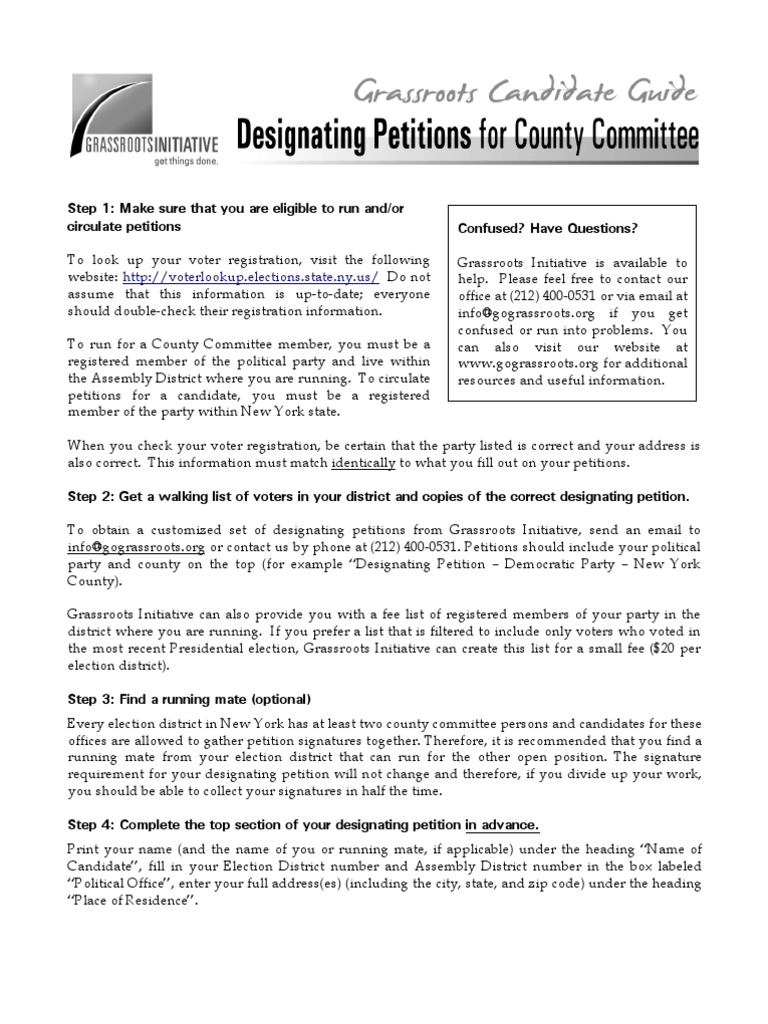 Guide To Designating Petitions - County Committee 2009 | PDF | Petition ...