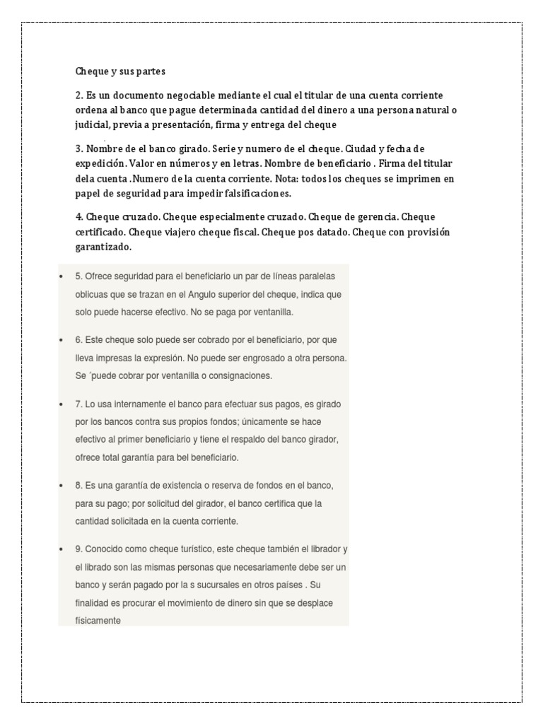 Cheque y Sus Partes | PDF | Cheque | Pagaré