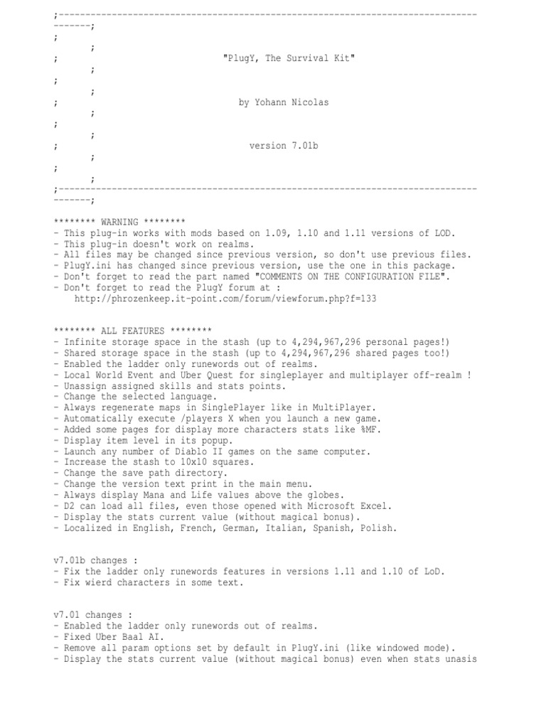 PlugY The Survival Kit - Readme | PDF | Zip (File Format) | Computer File