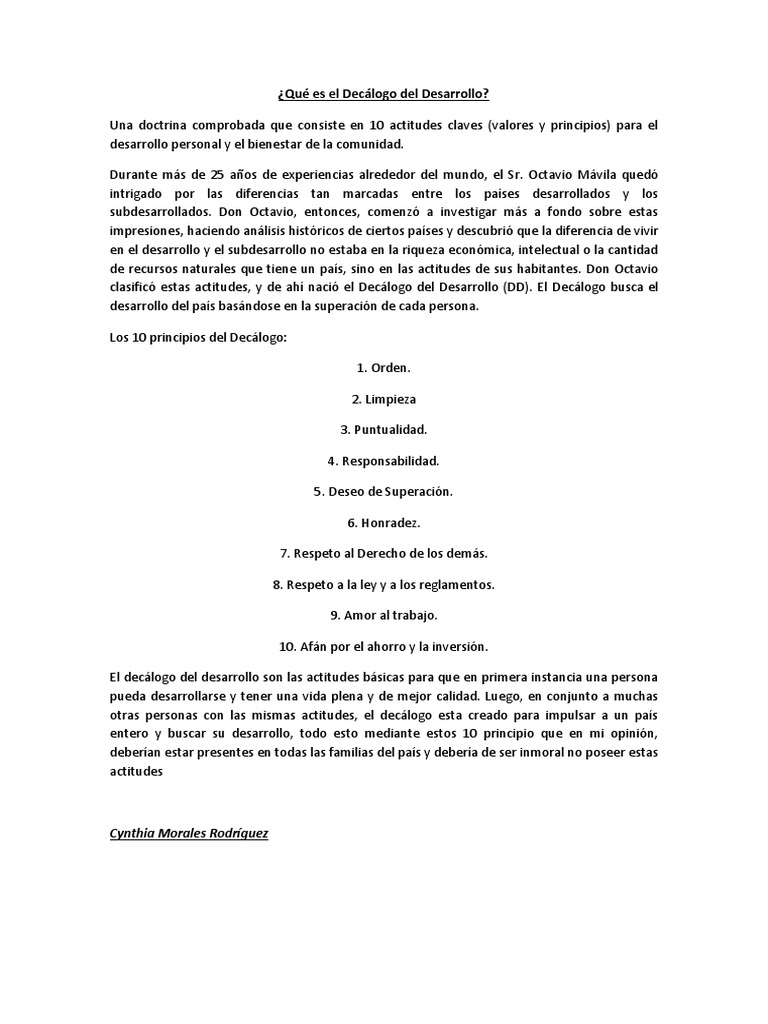 Decálogo del Desarrollo de Octavio Mávila | PDF