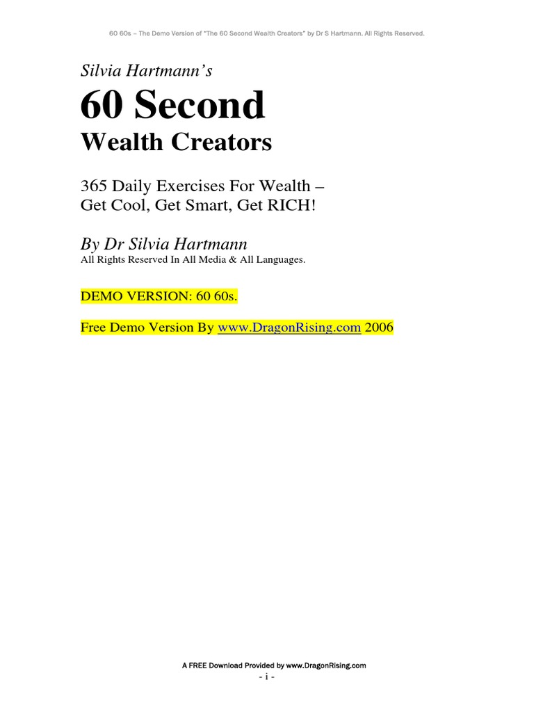 Silvia Hartmann - 60 Second Wealth Creators - Demo | PDF