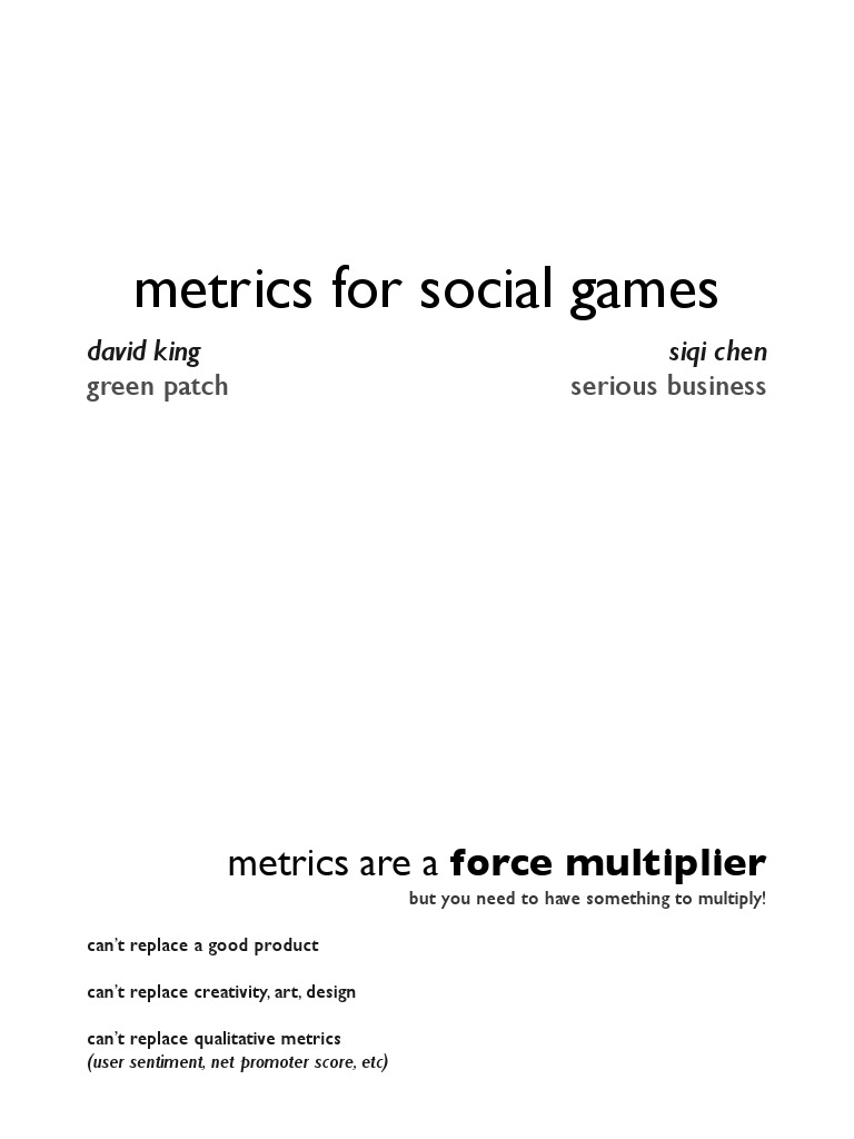 Game Metrics Framework for Social Games | PDF | Mergers And ...