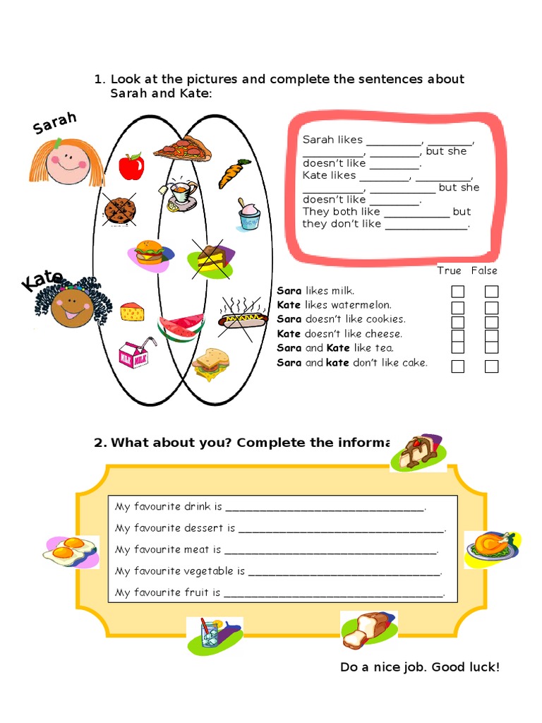 Like-Don't Like - Present Simple+Food | PDF