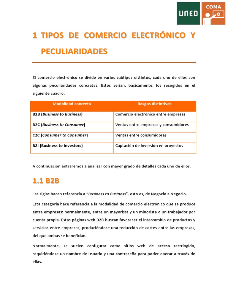 Tipos de Comercio Electronico PDF | PDF | Comercio electrónico | Los consumidores