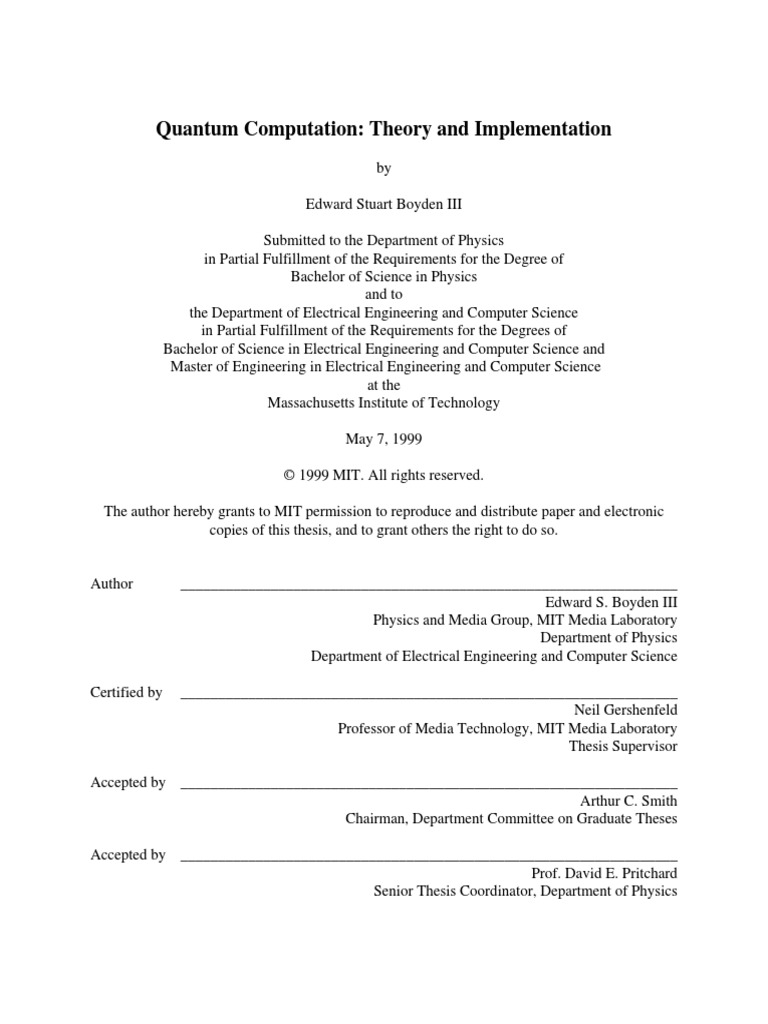 Quantum Computation - Theory and Implementation | PDF | Quantum ...