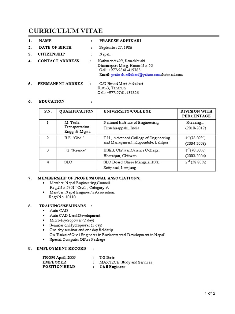Prabesh CV | Nepal | Environmental Impact Assessment