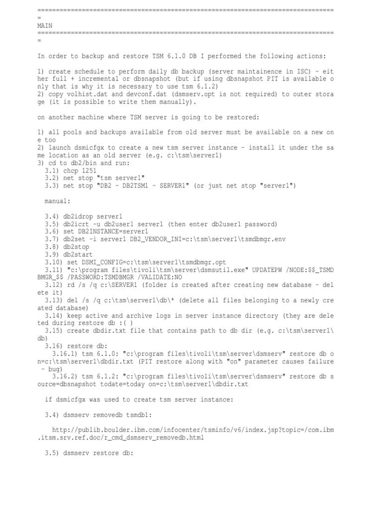 Tsm 6 X Db Restore Pdf Data Computer Architecture