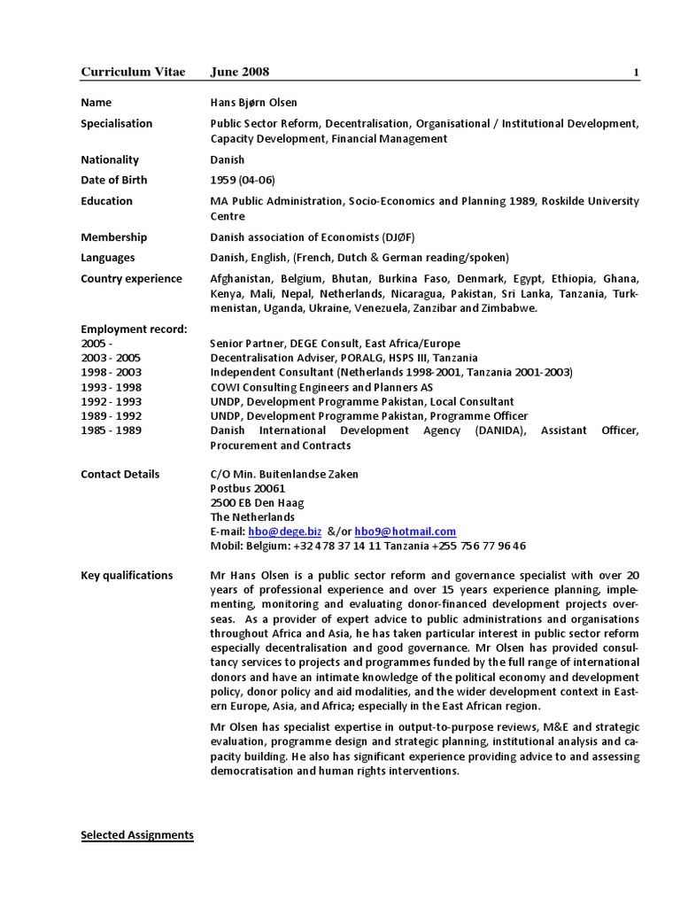 CV | United Nations Development Programme | Governance