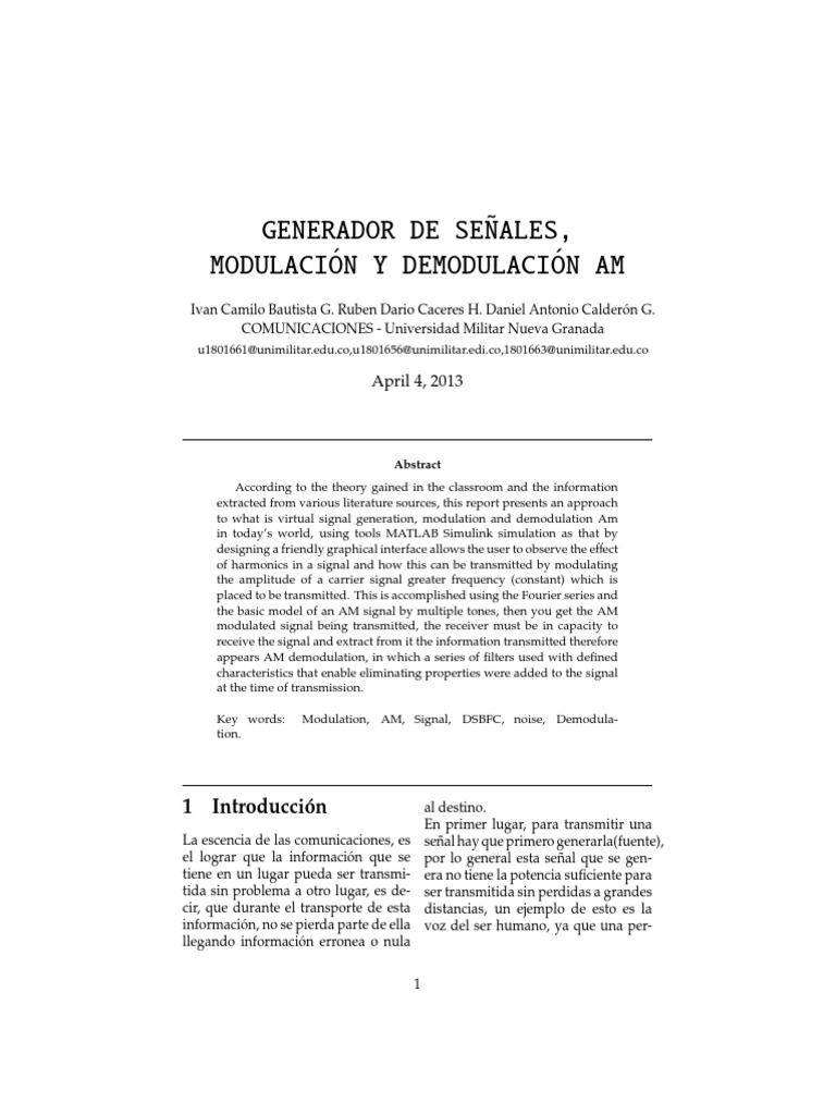 Generador de Señales, Modulacion y Demodulacion AM | PDF | Modulación | Radiodifusión