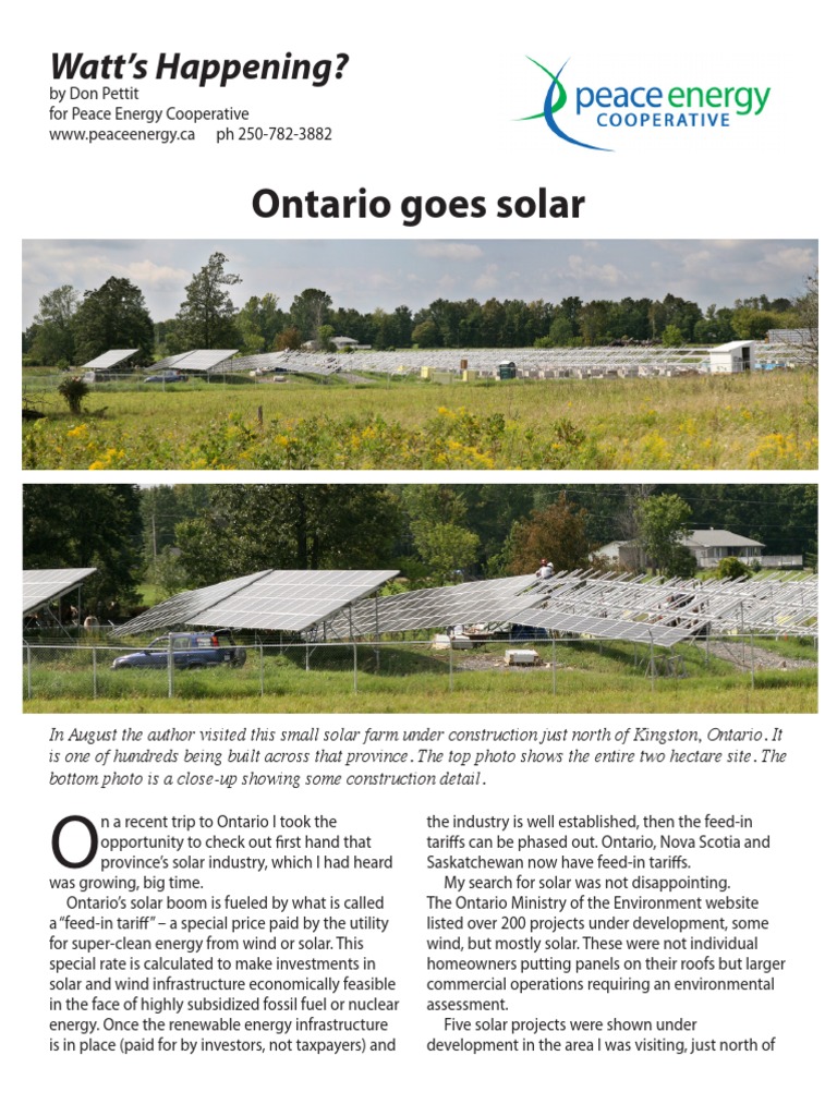 Watt's#19 Ontario Solar | PDF | Wind Power | Renewable Energy