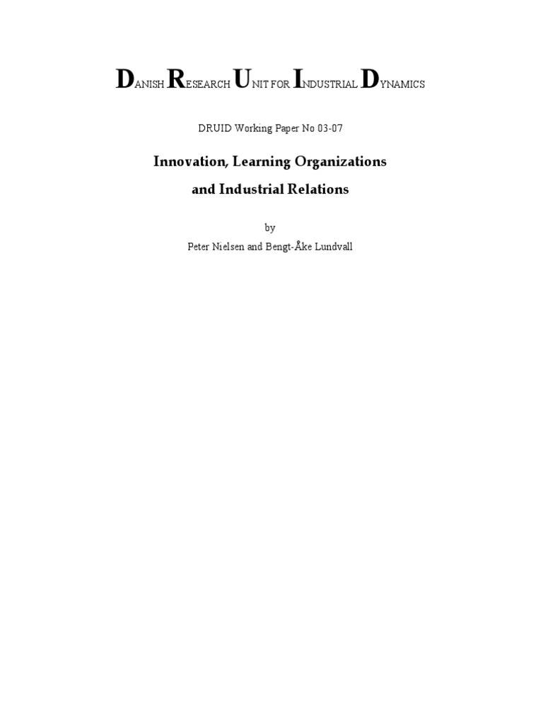 Innovation Learning Organization Pdf Business Finance Money