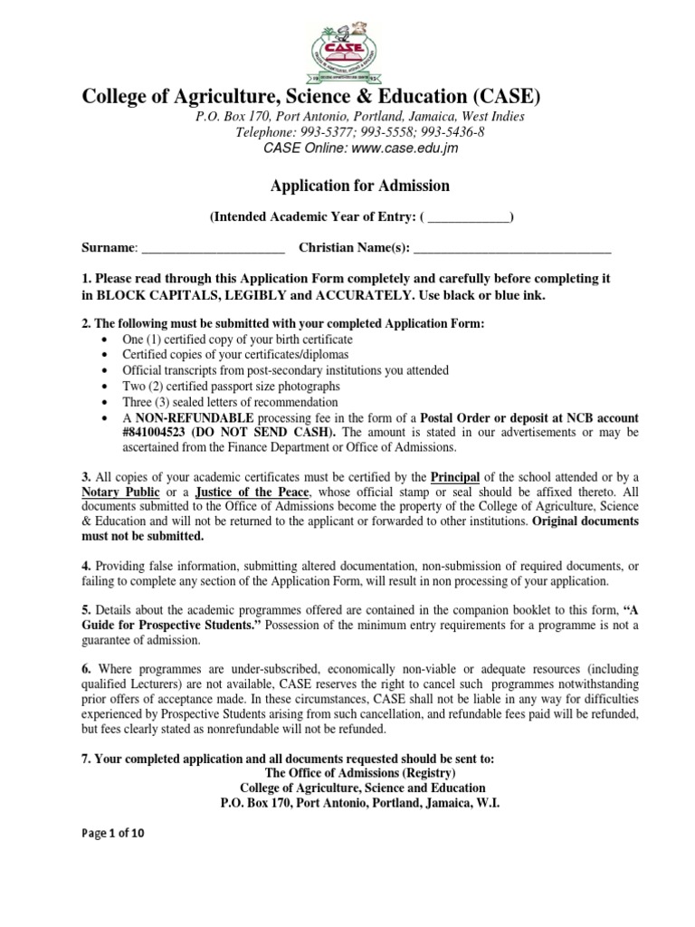 CASE Application Form | PDF