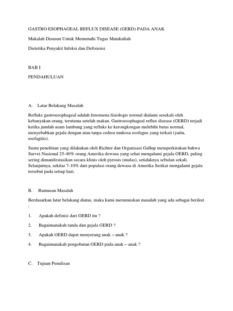 Gejala dan Pengobatan GERD pada Anak | PDF
