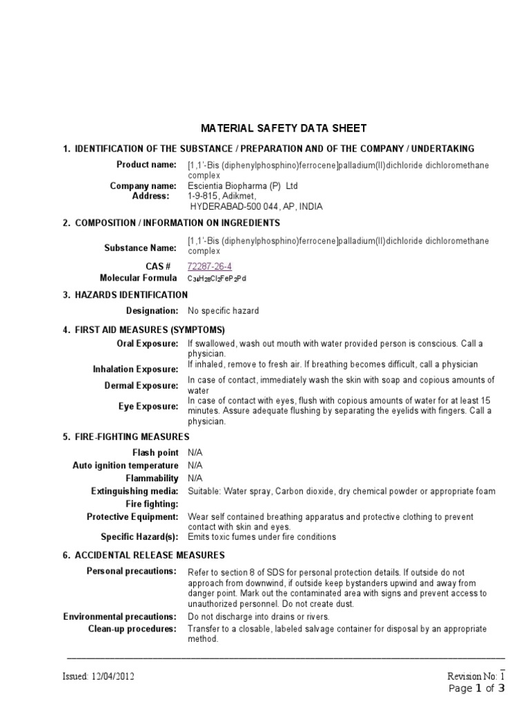 Catalyst Msds | PDF | Toxicity | Safety