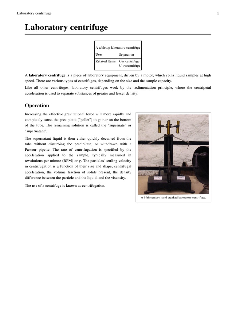 Laboratory Centrifuge | PDF