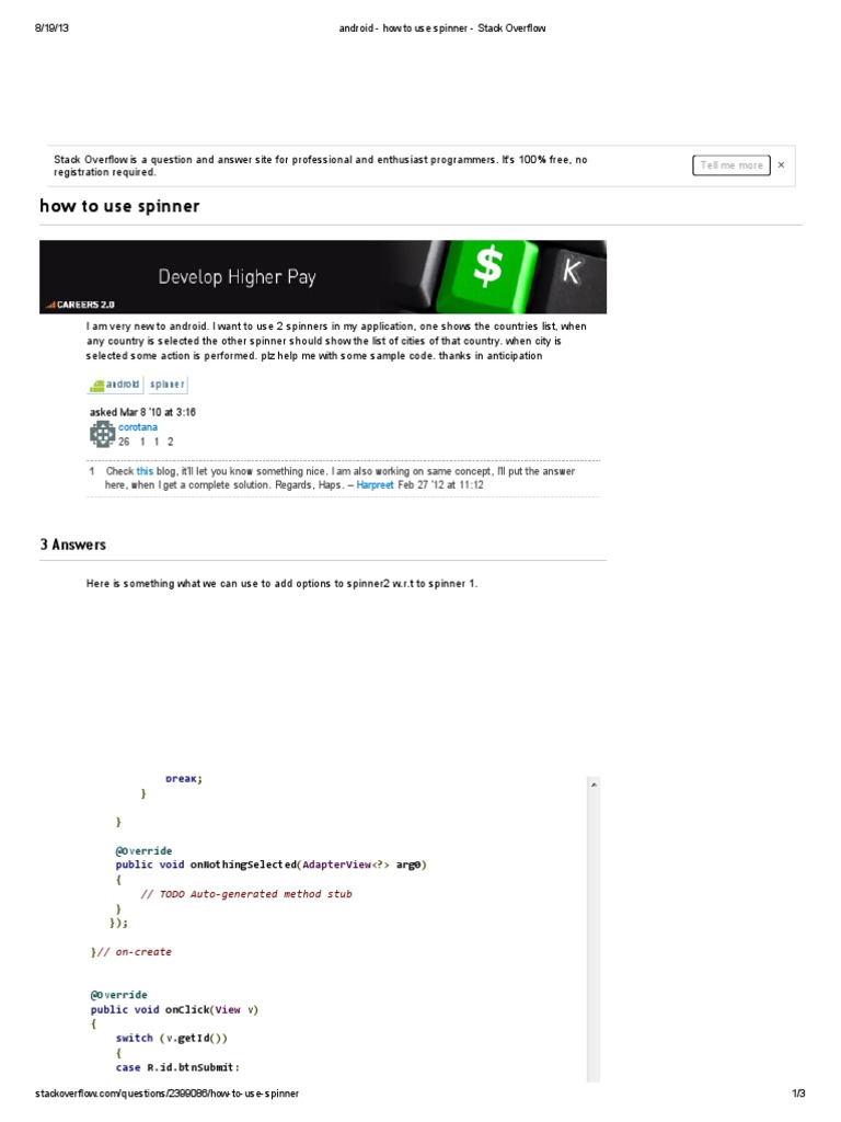 Android How To Use Spinner Stack Overflow Pdf Areas Of Computer Science Computing 9871