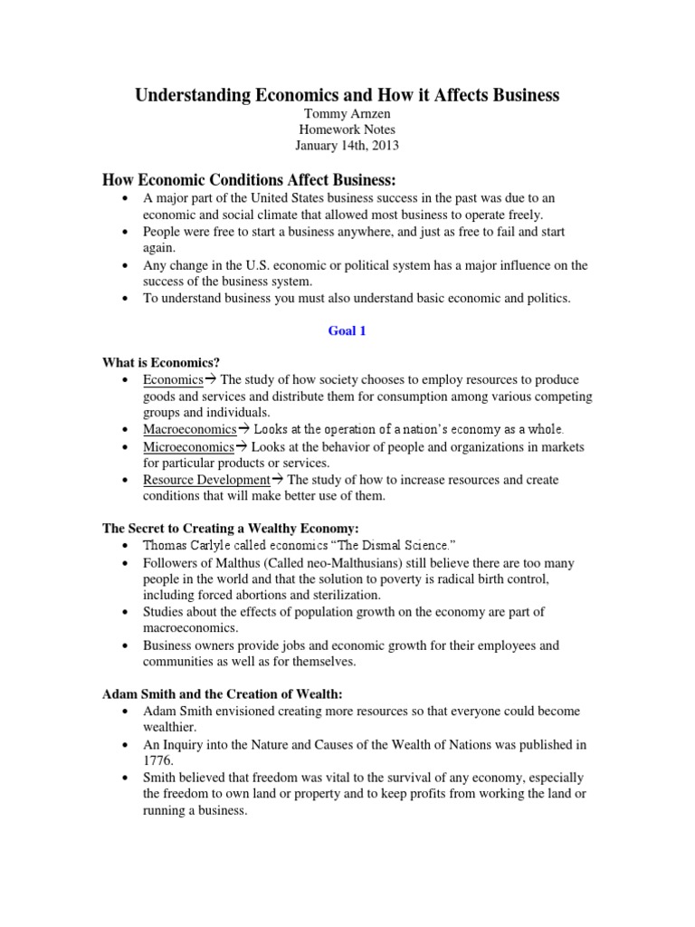 (Chapter 2) Understanding Economics and How It Affects Business | PDF ...