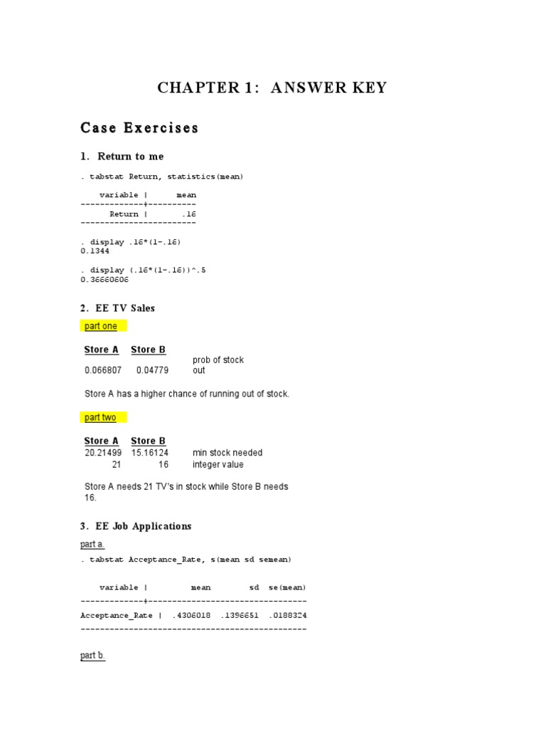 Chapter 1: Answer Key: Case Exercises Case Exercises | PDF | Confidence ...