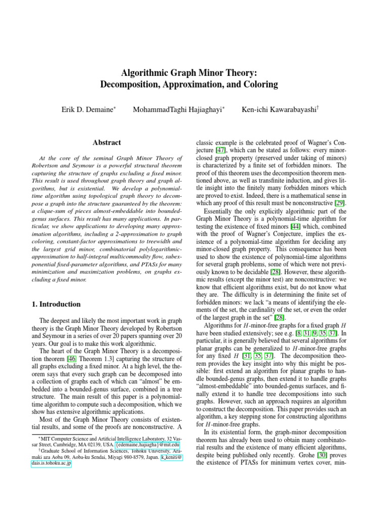 Algorithmic Graph Minor Theory | PDF | Graph Theory | Combinatorics
