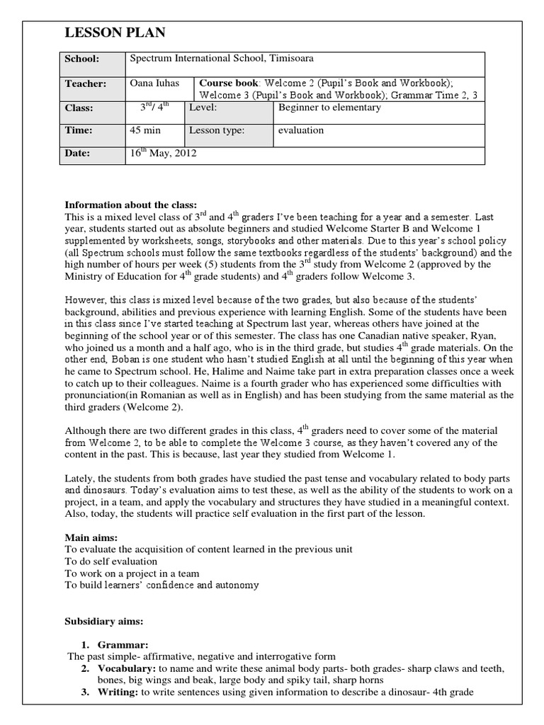 Lesson Plan 3rd and 4th Grade (Differentiated) | PDF | Style (Fiction ...