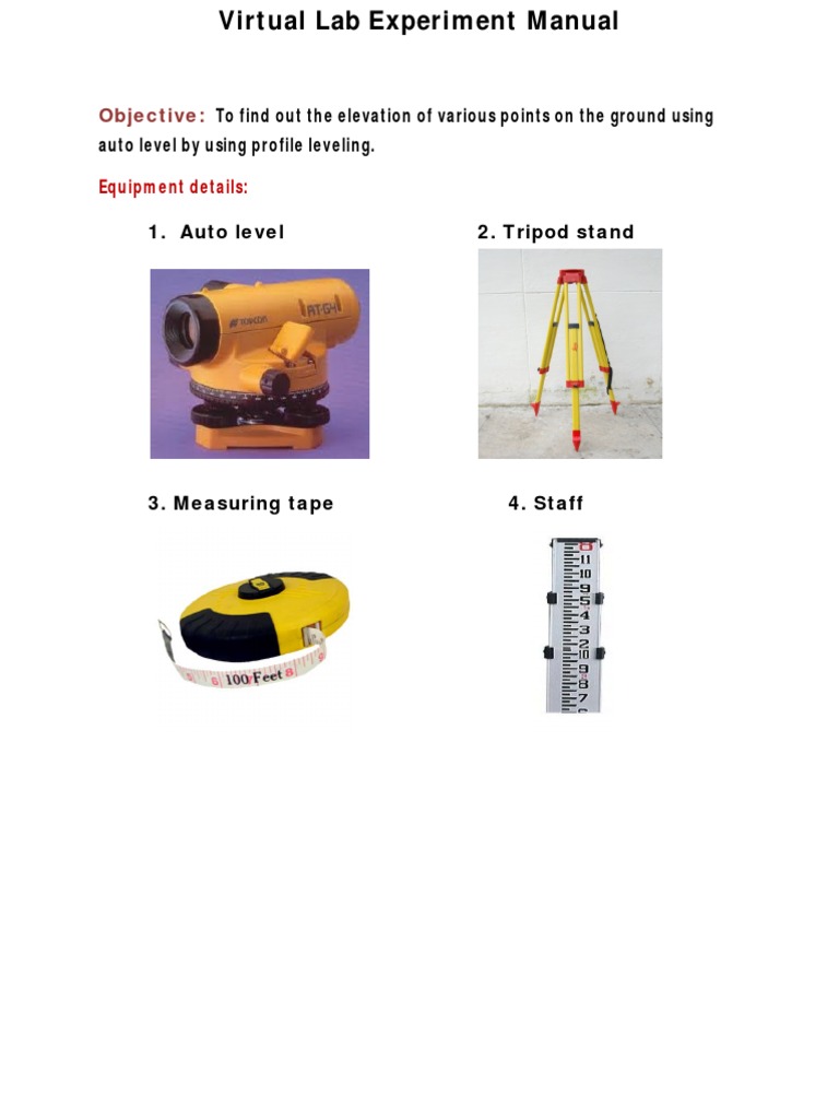 Auto Level by Using Profile Leveling.: Equipment Details | PDF | Tripod ...