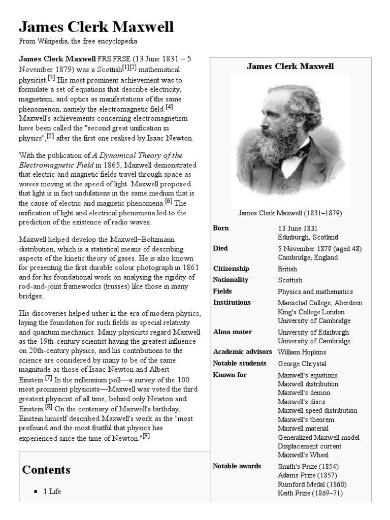 James Clerk Maxwell: Life and Legacy | PDF | Social Science